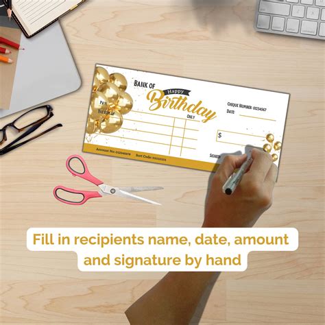 Gold Printable Birthday Cheque T Cheque Template Euros Pounds