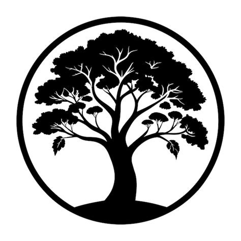 Premium Vector A Black Silhouette Of A Circle Tree