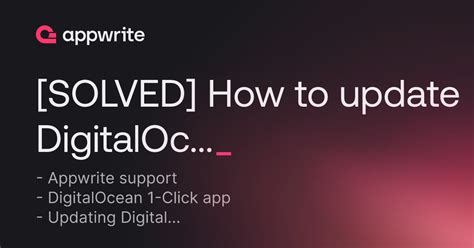 [solved] how to update digitalocean 1 click app threads appwrite
