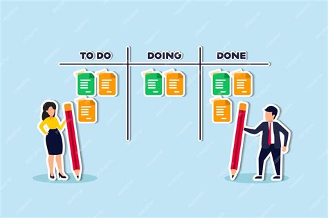 Premium Vector Review Work Progress On Kanban Board Todo List In