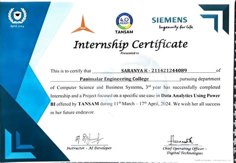 Finished Data Analytics Internship At Tansam Saranya K Posted On The