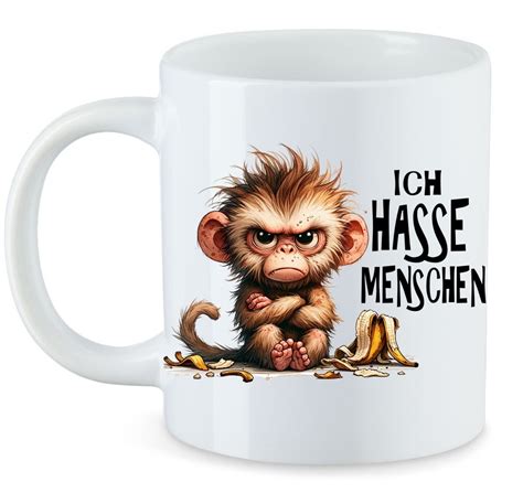 Ich Hasse Menschen Affe Jimmy Tasse Keramik Motiv Tab