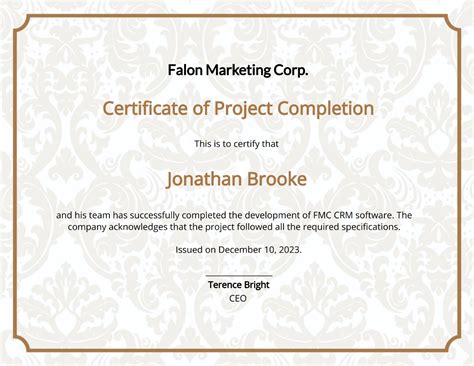 Free Project Certificate Templates And Examples Edit Online And Download