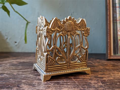Vintage Art Nouveau Style Desk Tidy Pen Holder Etsy