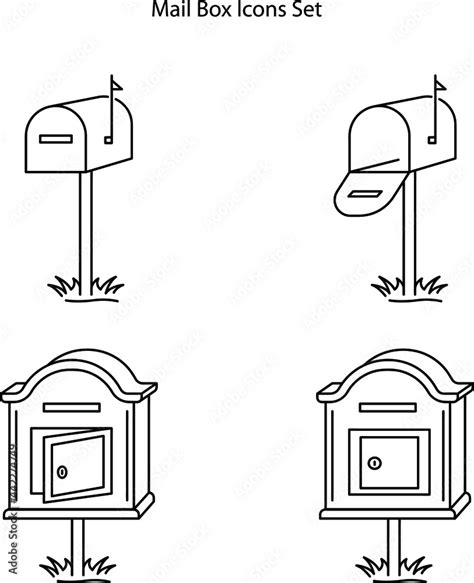 Mailbox Icons Set Isolated On White Background Mailbox Icon Thin Line Outline Linear Mailbox