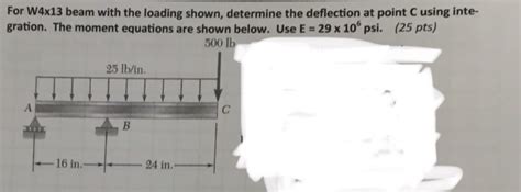 Solved For W4x13 Beam With The Loading Shown Determine The