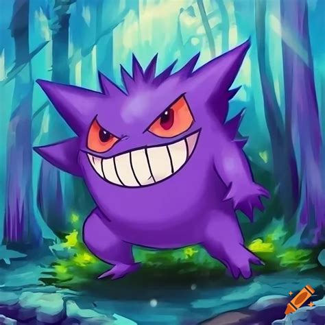 Cartoon Image Of A Cute Gengar In A Magical Forest On Craiyon