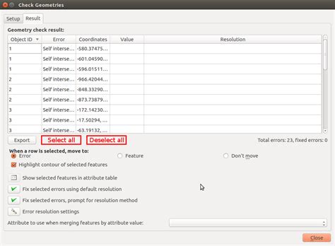 geometry checker add select all deselect all buttons · issue