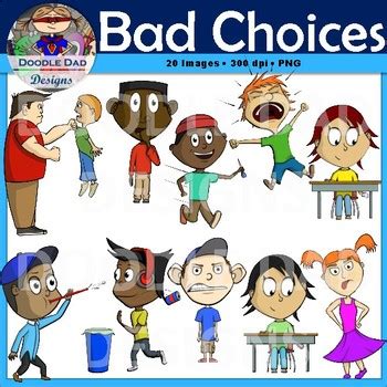 Bad Choices Clip Art Behavior Negative Rules Counseling Tpt