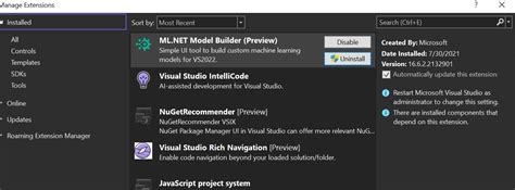 add machine learning at vs2019 solution does nothing · issue 1542