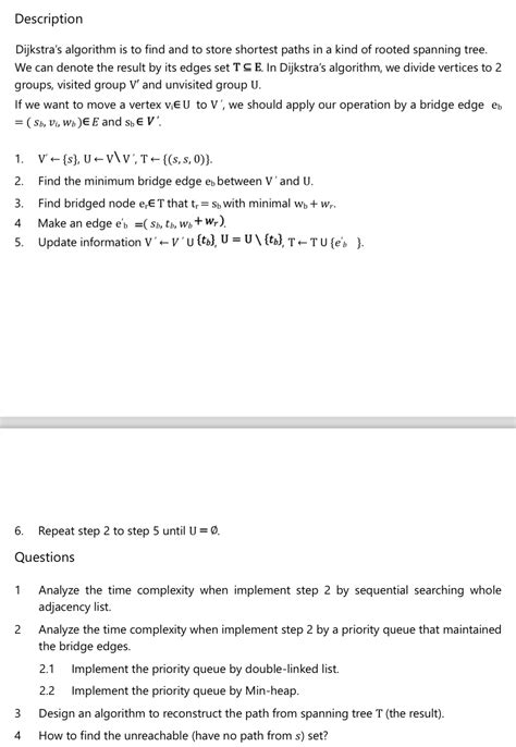 solved descriptiondijkstra s algorithm is to find and to