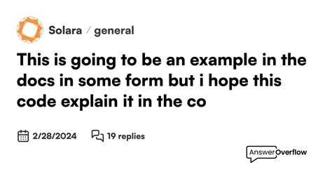 This Is Going To Be An Example In The Docs In Some Form But I Hope