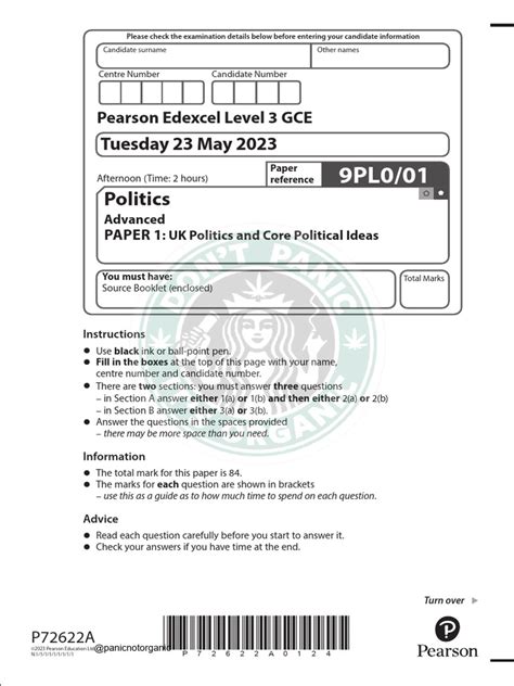 Edexcel A Level June 2023 Politics 9pl0 Question Paper 1 Pdf