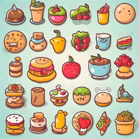 Premium Ai Image Cartoon Sweets And Cakes Icons Set Vector