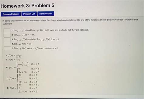 Solved Homework 3 Problem 5 Previous Problem Problem List