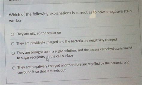 Solved Which Of The Following Explanations Is Correct As To
