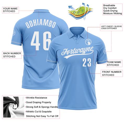 Custom Light Blue White Performance Vapor Golf Polo Shirt Free Shipping