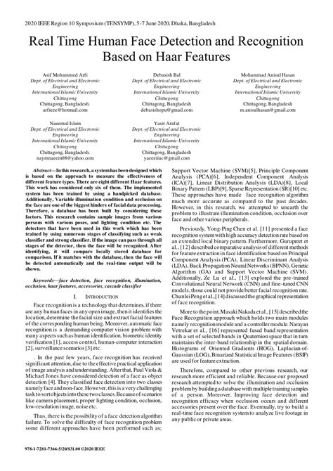 Pdf Real Time Human Face Detection And Recognition Based On Haar Features