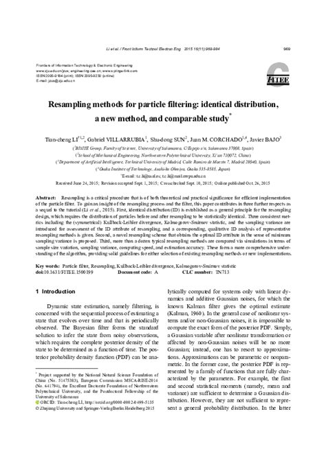 Pdf Resampling Methods For Particle Filtering Identical Distribution