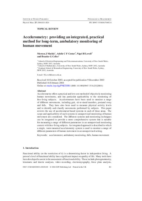 Pdf Accelerometry Providing An Integrated Practical Method For Long