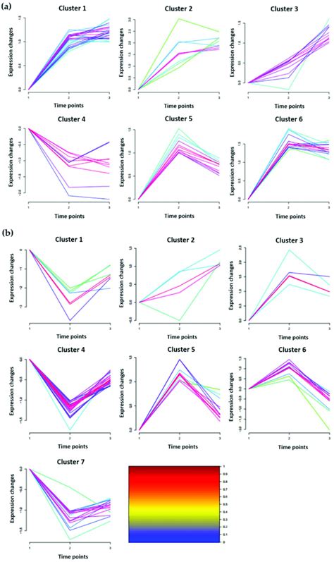 MFUZZ Clustering Analysis Of DRPPs Unique To Chang7 2 A And Zheng58 B Download Scientific