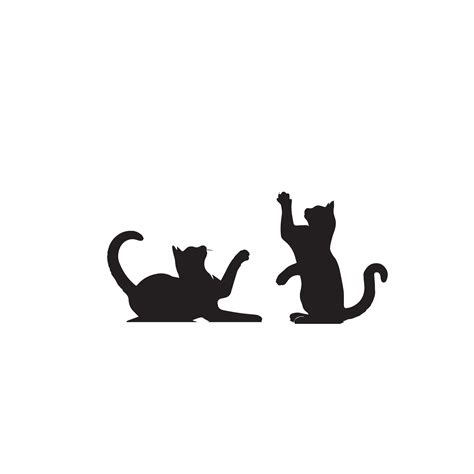 Cat Silhouette On White Background Playing Cat Illustration Cat Playing Silhouette 45865888