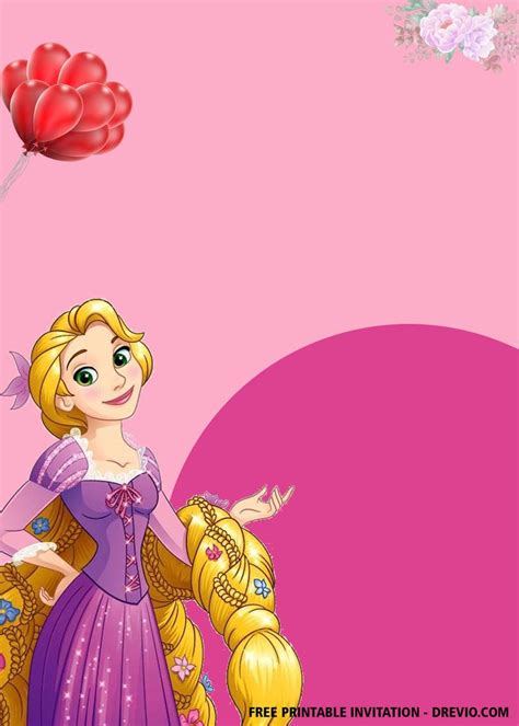 Free Printable Pink Princess Invitation Templates Rapunzel