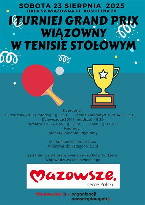 Turniej Tenisa Stołowego I Turniej Grand Prix Wiązowny W Tenisie Stołowym 20252026 23