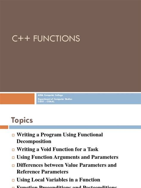 C Functions Pdf Parameter Computer Programming Subroutine