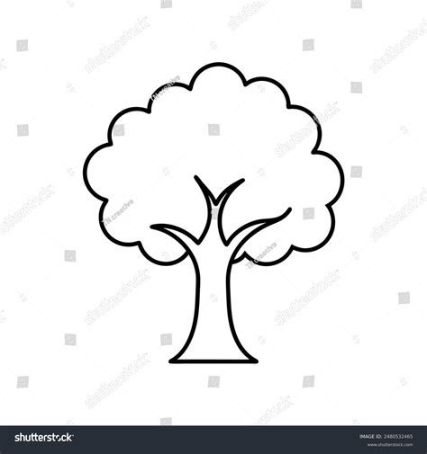 Oak Tree Line Art Icon Stock Vector Royalty Free 2480532465