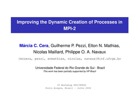 Pdf Improving The Dynamic Creation Of Processes In Mpi 2