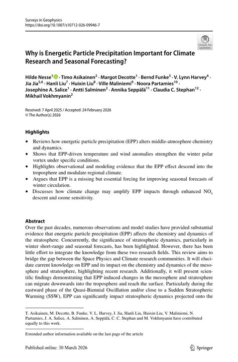 Pdf Why Is Energetic Particle Precipitation Important For Climate