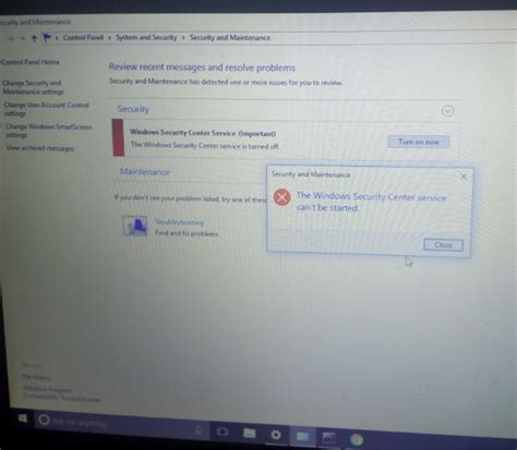 In Windows 10 I Cant Start The Windows Security Center Service