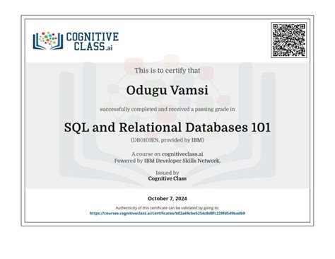 Odugu Vamsi On Linkedin Sql Relationaldatabases Databasemanagement Certificate