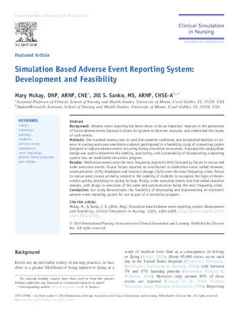 Pdf Simulation Based Adverse Event Reporting System Development And
