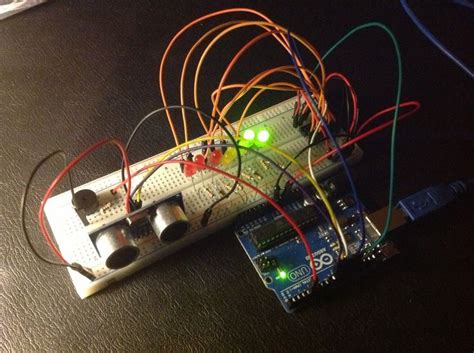 Arduino Ultrasonic Sensor With LED S And Buzzer Arduino Sensor Electronics Projects