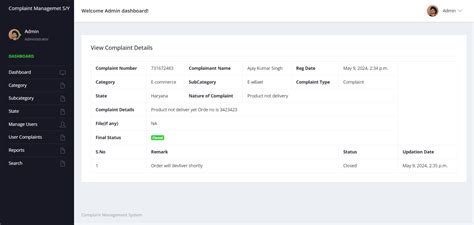 complaint management system project in python django phpgurukul