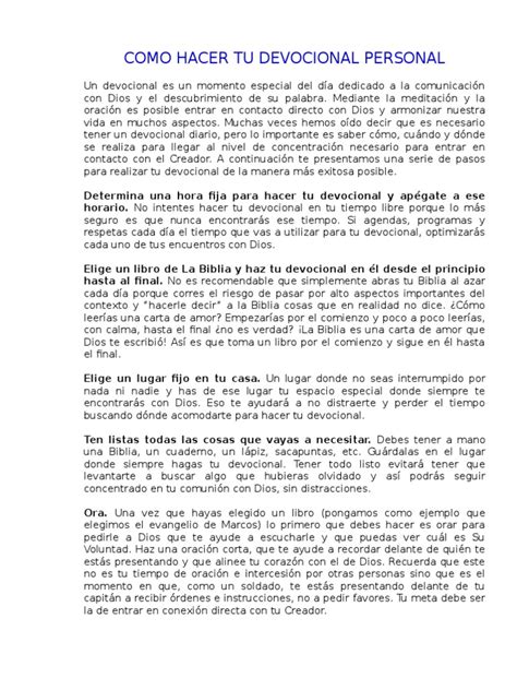 Como Hacer Tu Devocional Personal Pdf Oración Dios