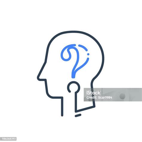 인간의 머리 프로필 및 물음표 인지 심리학 또는 정신과 자기 질문 호기심에 대한 스톡 벡터 아트 및 기타 이미지 호기심 개념 개발 Istock
