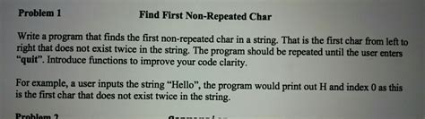 Solved Problem 1 Find First Non Repeated Char Write A