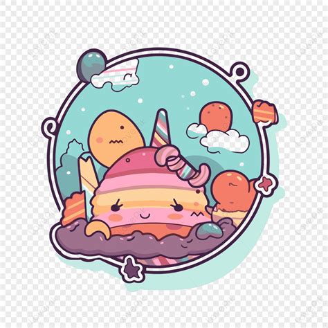 Cute Kawaii Planet Cartoon With Funny Unicorn And Stars Clipart 635493