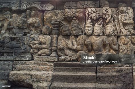 Borobudur Temple Relief At Borobudur Temple Magelang Central Java