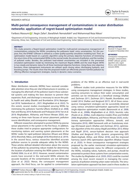Pdf Multi Period Consequence Management Of Contaminations In Water Distribution Networks
