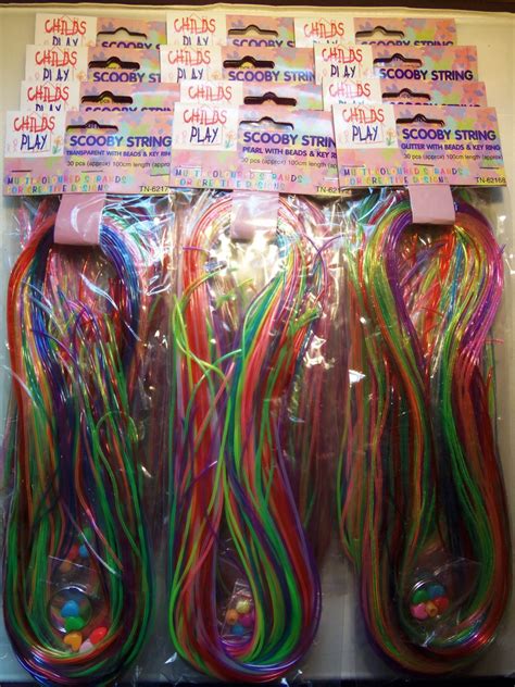12 Packets Of 30 Scooby Strings Scoubidou With Beads And Keyring