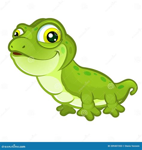 Cute Vector Cartoon Lizard With Green Spots 209407203