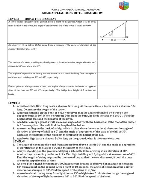 Assignment Some Applications Of Trigonometry Pdf