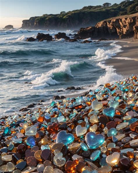 Incredible Beach With Colorful Glass Pebbles