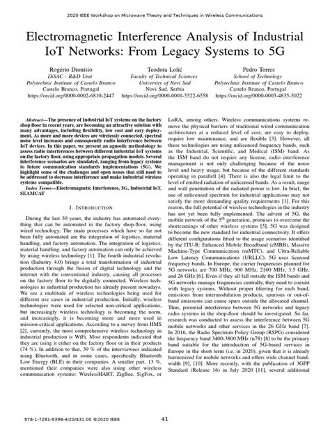 Electromagnetic Interference Analysis Of Industrial Iot Networks From Legacy Systems To 5g Pdf