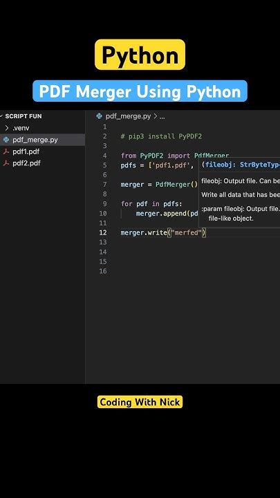 Pdf Merge Using Python Python Coding Programming Htmlcss Coders