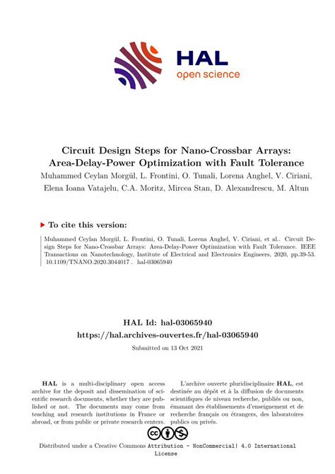 Pdf Circuit Design Steps For Nano Crossbar Arrays Area Delay Dokumen Tips